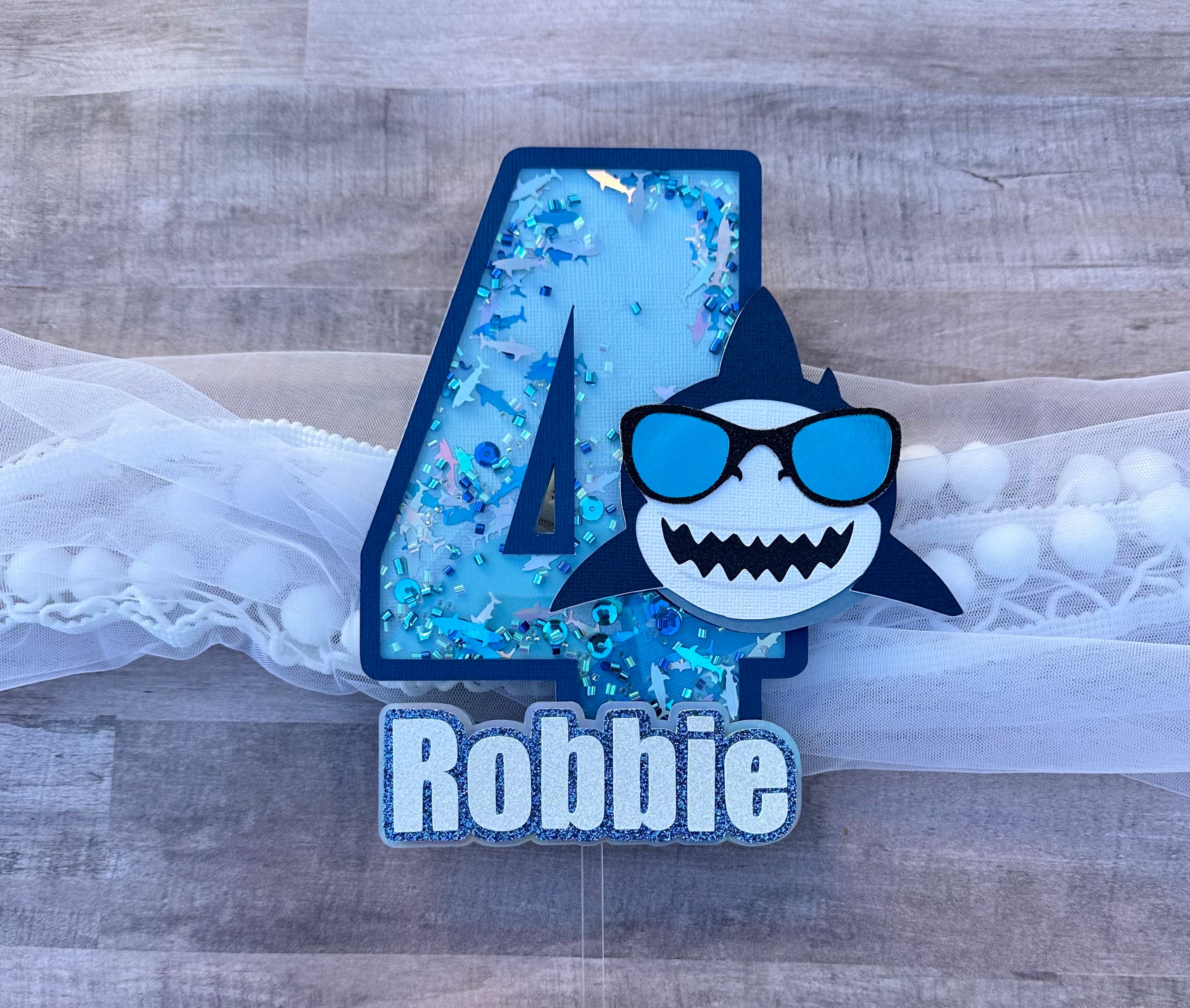 Shark Cake Topper Shaker Decoration| Customizable Number Cool Shark ...