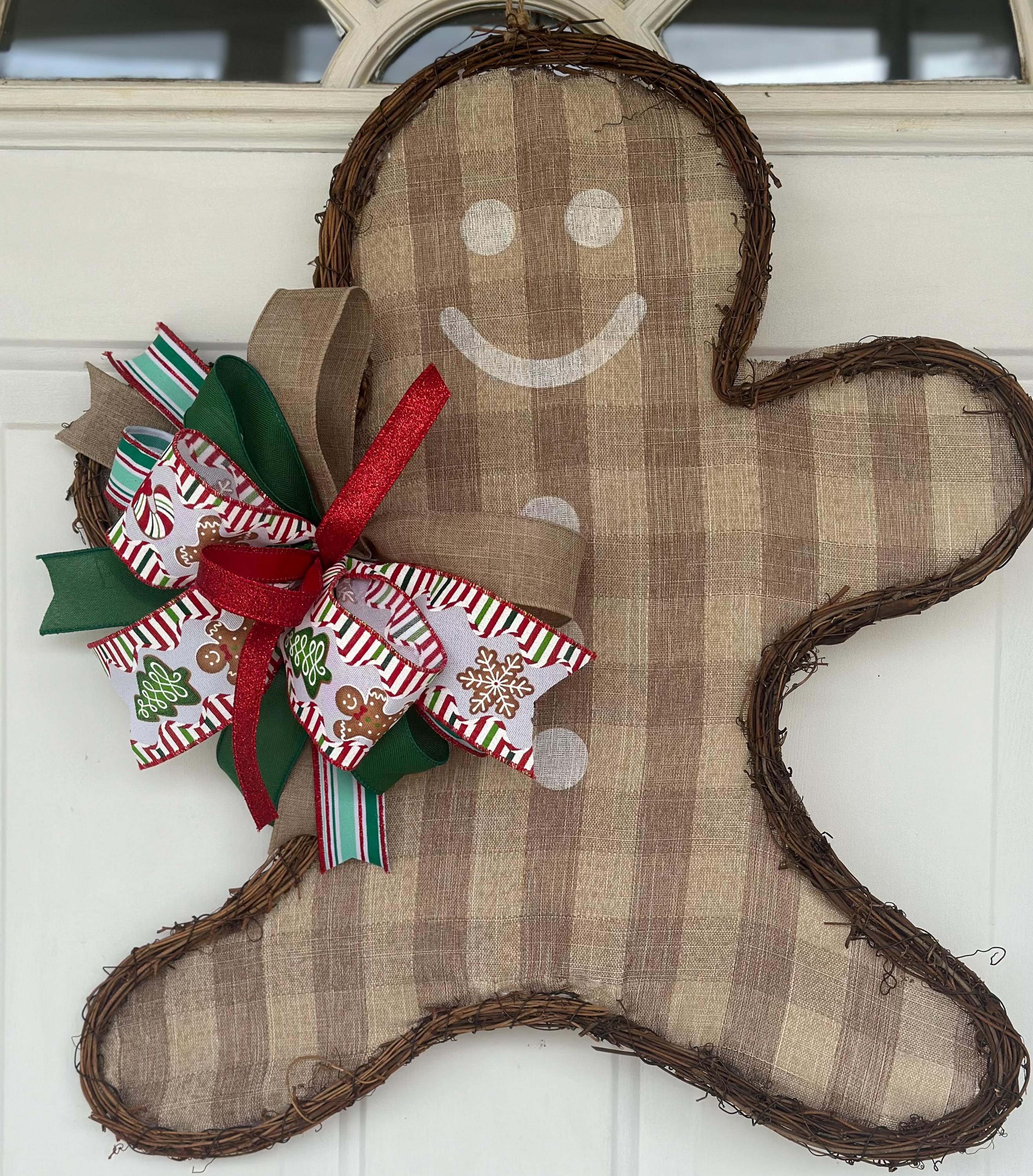 Gingerbread Man Door Hanger, Christmas Gingerbread Man Hanger, Front ...