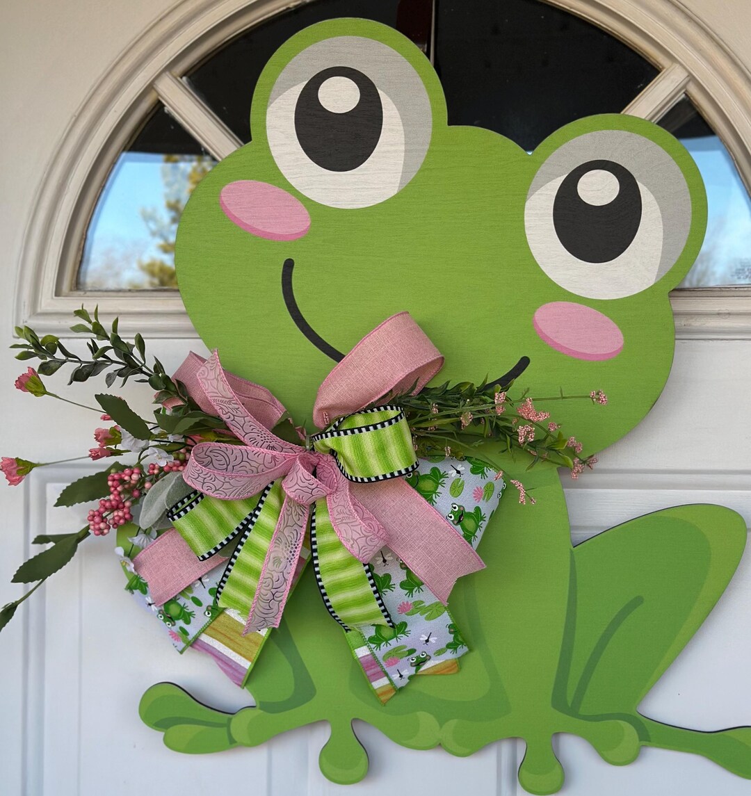 Happy Frog Door Hanger, Spring Frog Door Hanger, Frog Door Hanger With ...