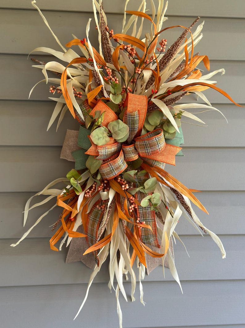 Fall Swag, Autumn Swag, Fall Cornsilk Swag, Fall Berries and Cornsilk ...