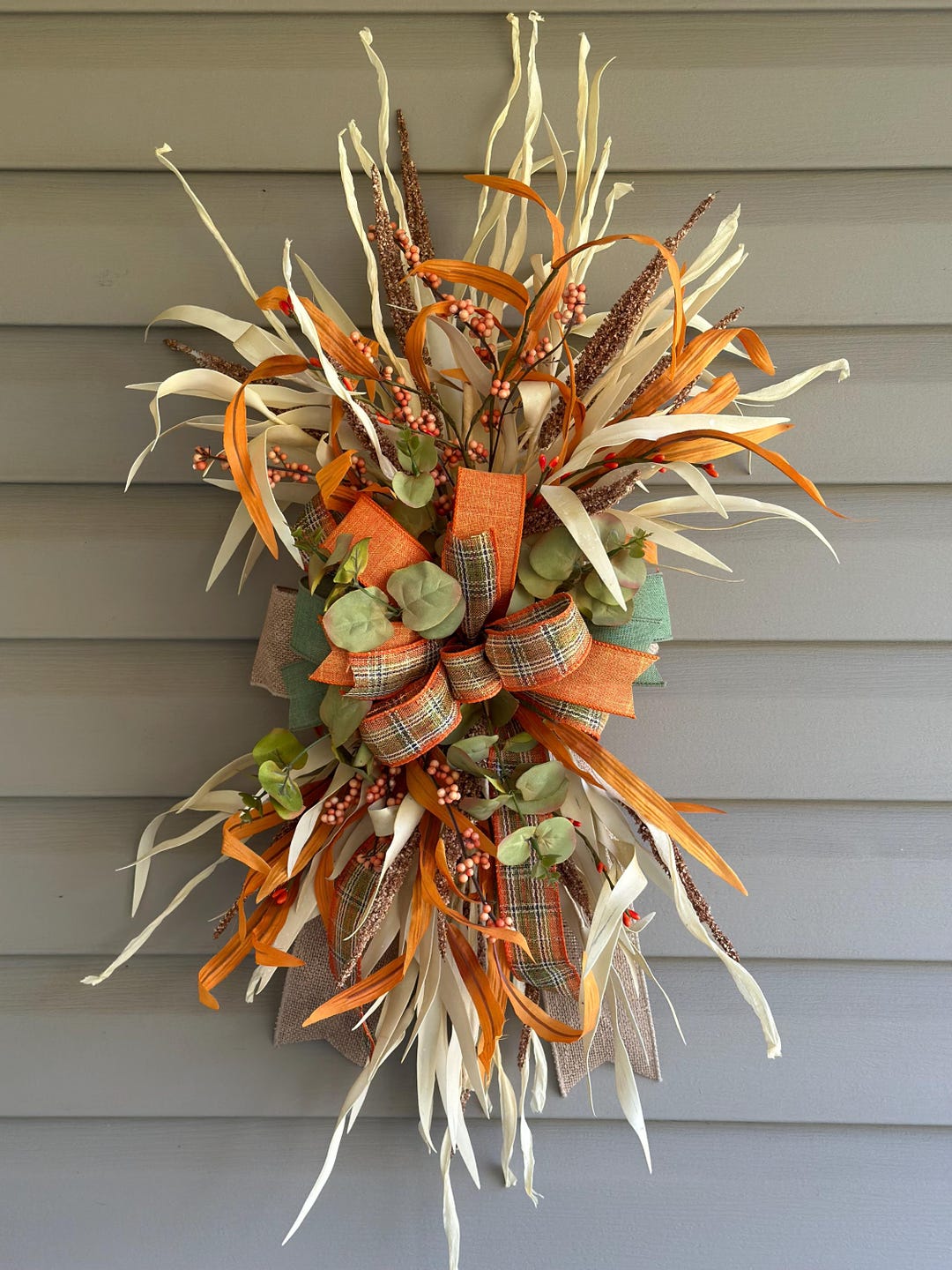 Fall Swag, Autumn Swag, Fall Cornsilk Swag, Fall Berries and Cornsilk ...