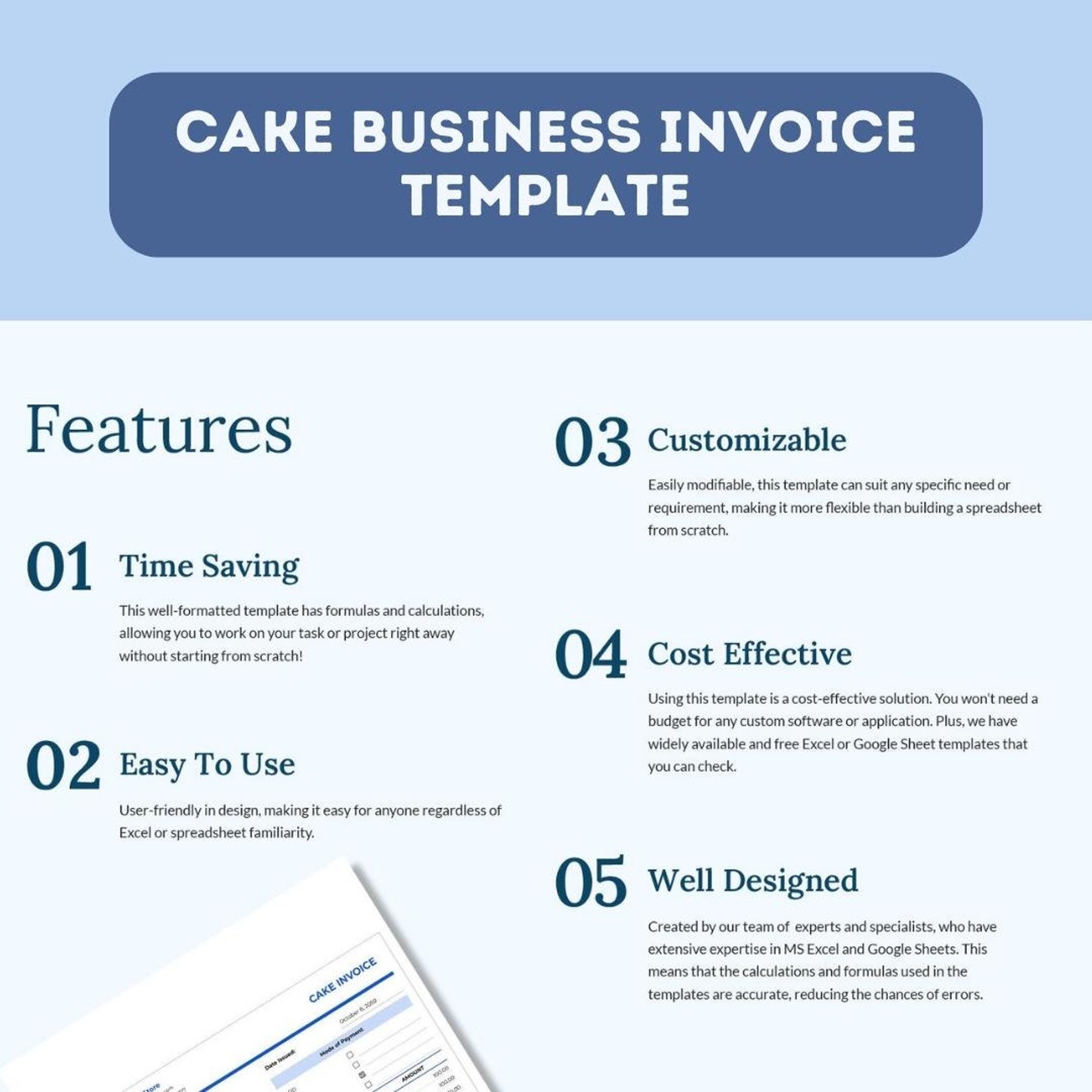 Cake Business Excel Invoice Template: Editable Restaurant Spreadsheet ...
