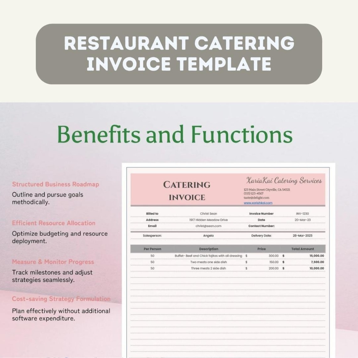 Restaurant Invoice Format Template Editable Restaurant - Etsy