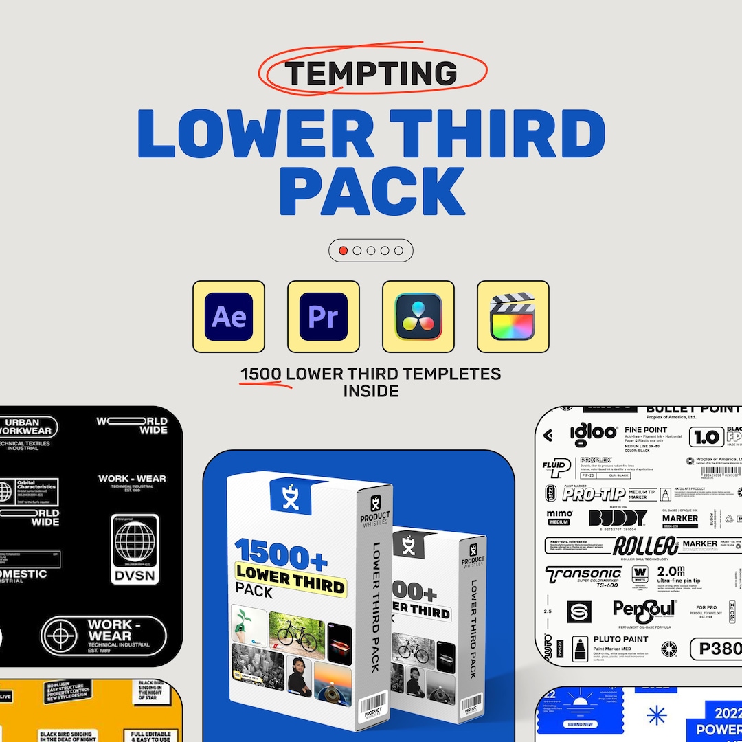 1500 Pro Lower Thirds: Animated Video Overlays With Reseller License - Etsy