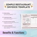 Simple Restaurant Invoice Template, Invoice Spreadsheet, Downloadable ...