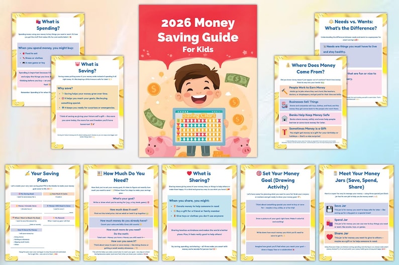 2026 Money Saving Guide for Kids | Financial Literacy Planner | Money ...