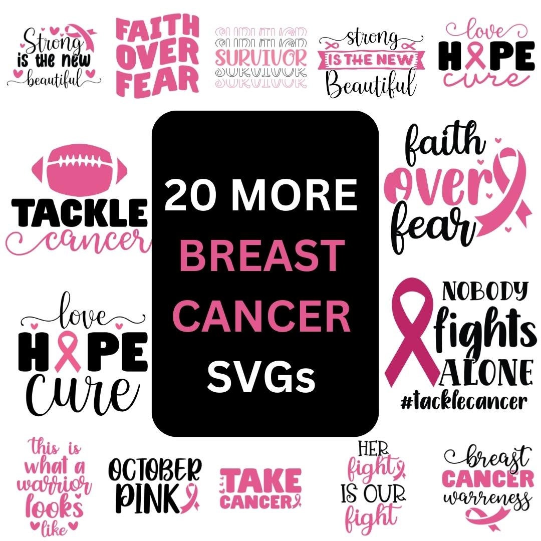 20 Beast Cancer Svg Bundle Pink Awareness Ribbon Svg Cancer - Etsy