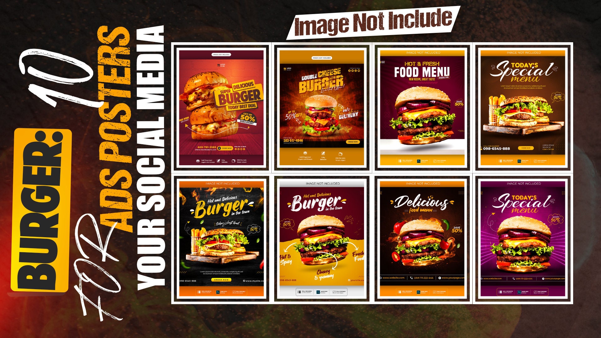 Editable Burger Flyer Design Business Marketing Instagram - Etsy
