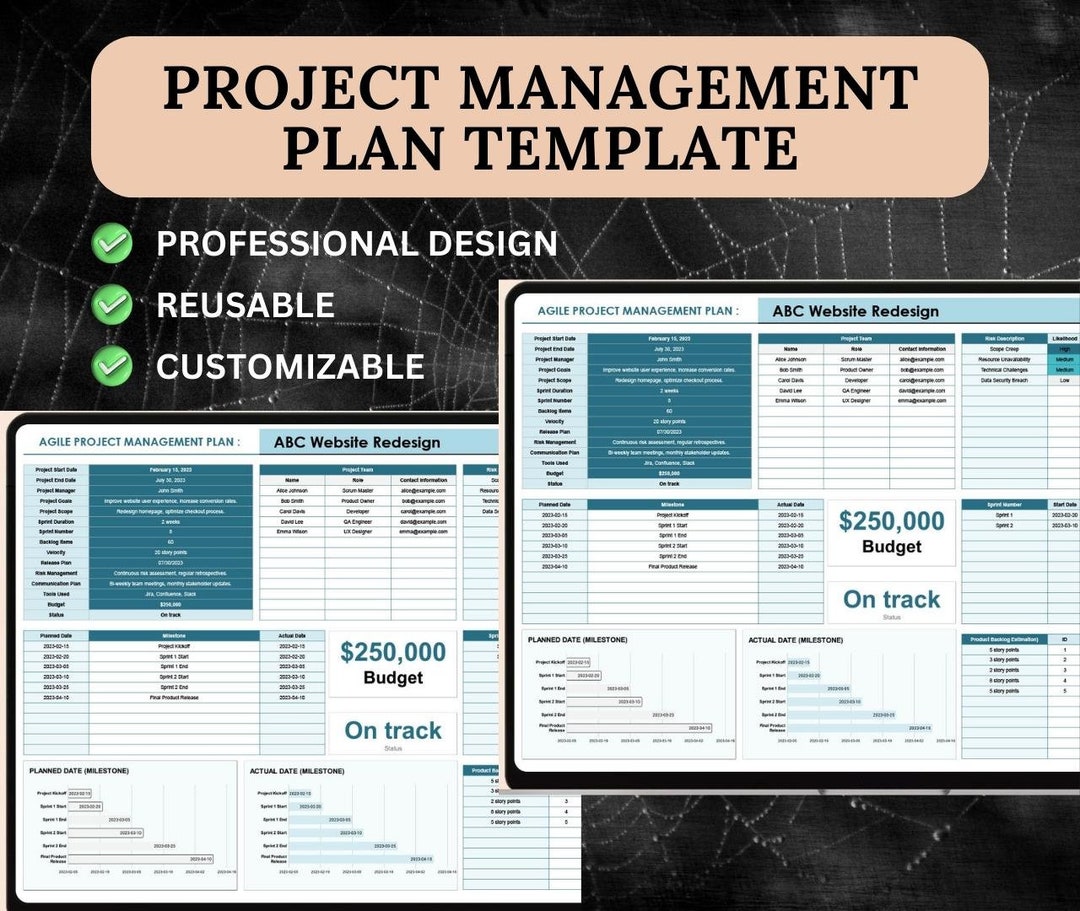 Agile Project Management Plan Template, Organize, Excel File, Project ...