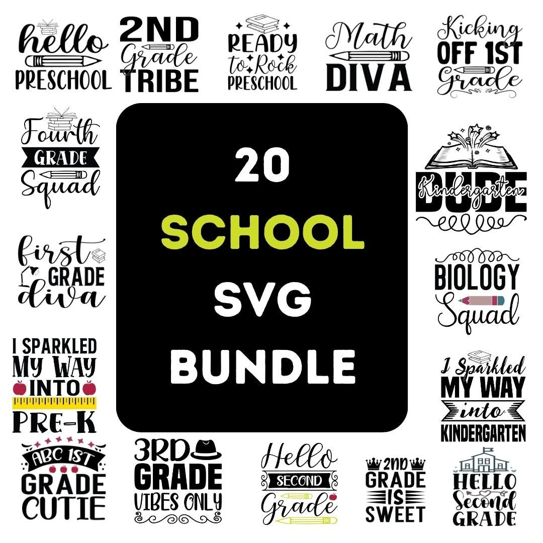 20 School SVG Bundle School Svg Bundle School Supplies Svg - Etsy