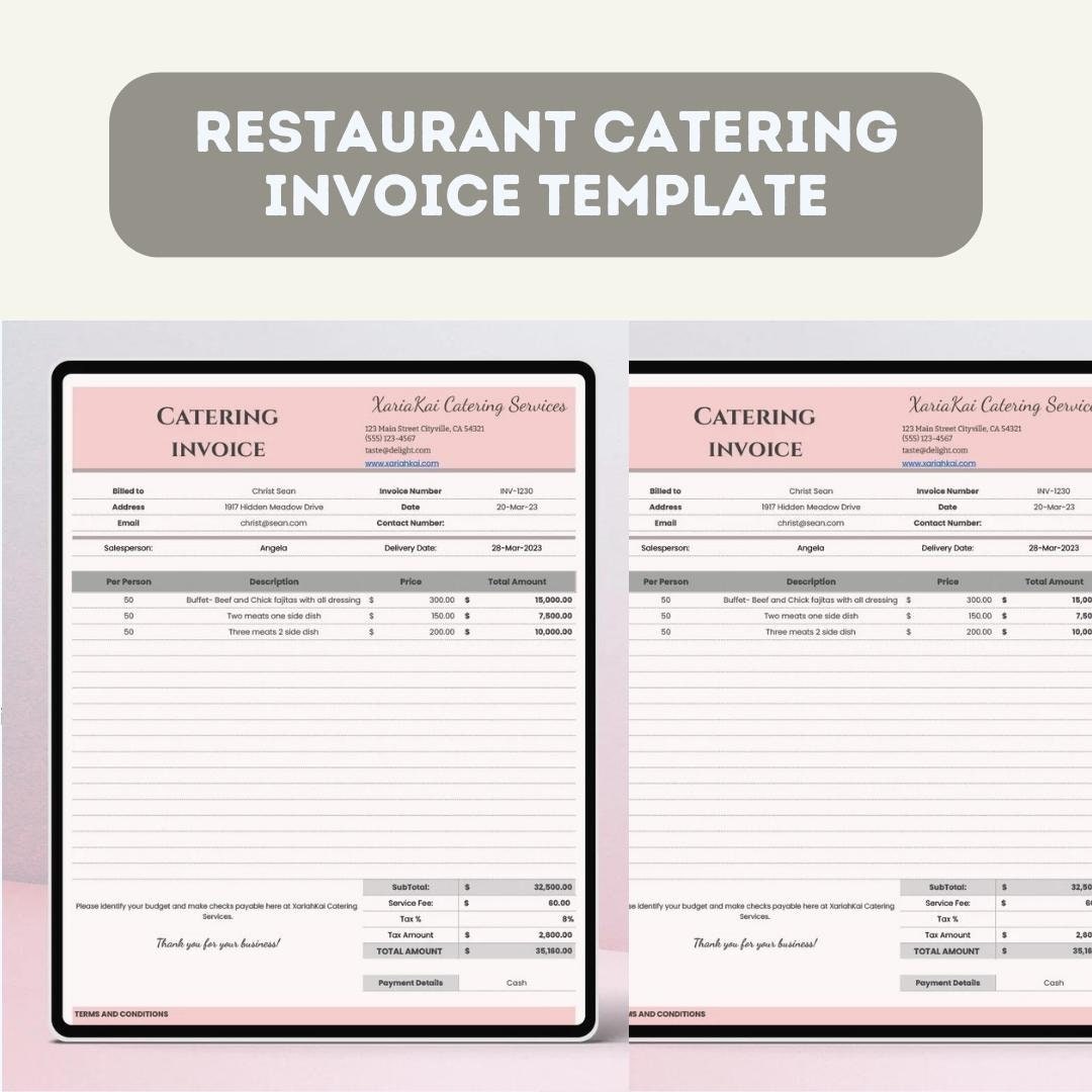Restaurant Invoice Format Template, Editable Restaurant Invoice ...