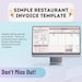 Simple Restaurant Invoice Template: Customizable Spreadsheet - Etsy