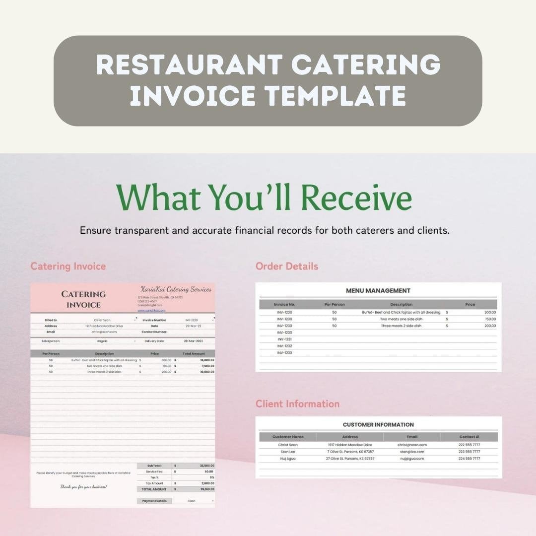 Restaurant Invoice Format Template Editable Restaurant - Etsy