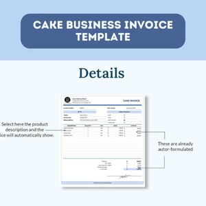CAKE BUSINESS Excel Invoice Template, Editable Restaurant Invoice ...