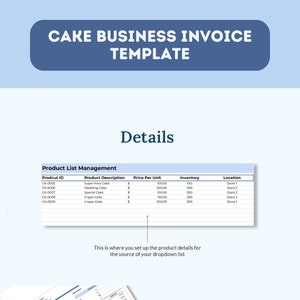 CAKE BUSINESS Excel Invoice Template, Editable Restaurant Invoice ...