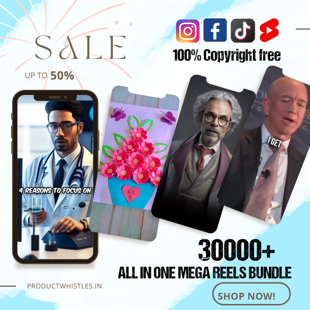 Mega Reels Bundle 30000 Reels Bundle AI Motivational Reels, AI Health ...