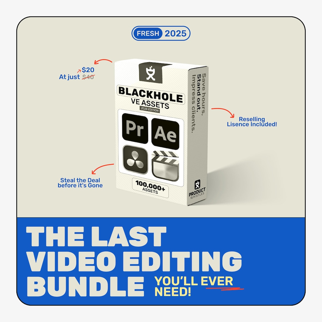 Blackhole Video Editing Assets Bundle: 10,000+ Overlays, Luts ...