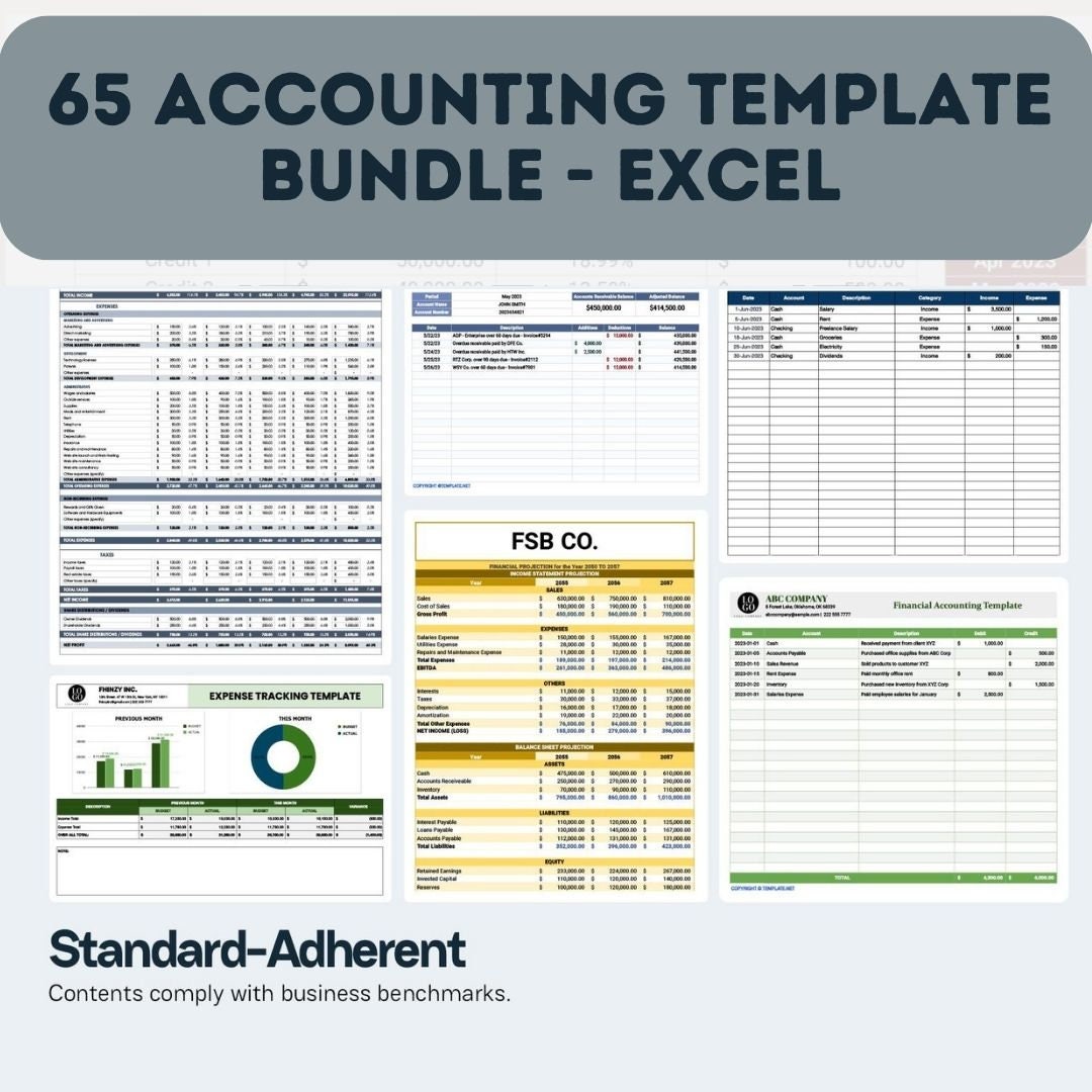 65 Ultimate Accounting Excel Template Bundle, Spreadsheet Template ...