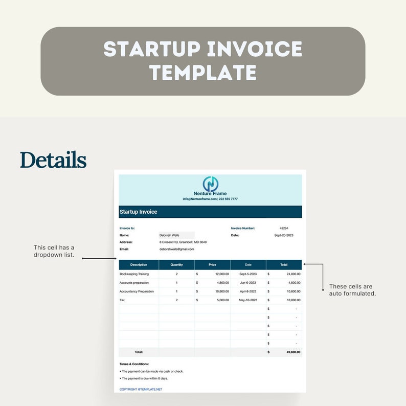 Startup Invoice Template, Editable Restaurant Invoice Template ...