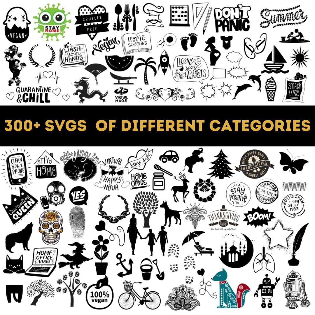 300+ Svg Bundle, Funny Svg Bundle, Flower Svg Bundle, Sticker Svg ...
