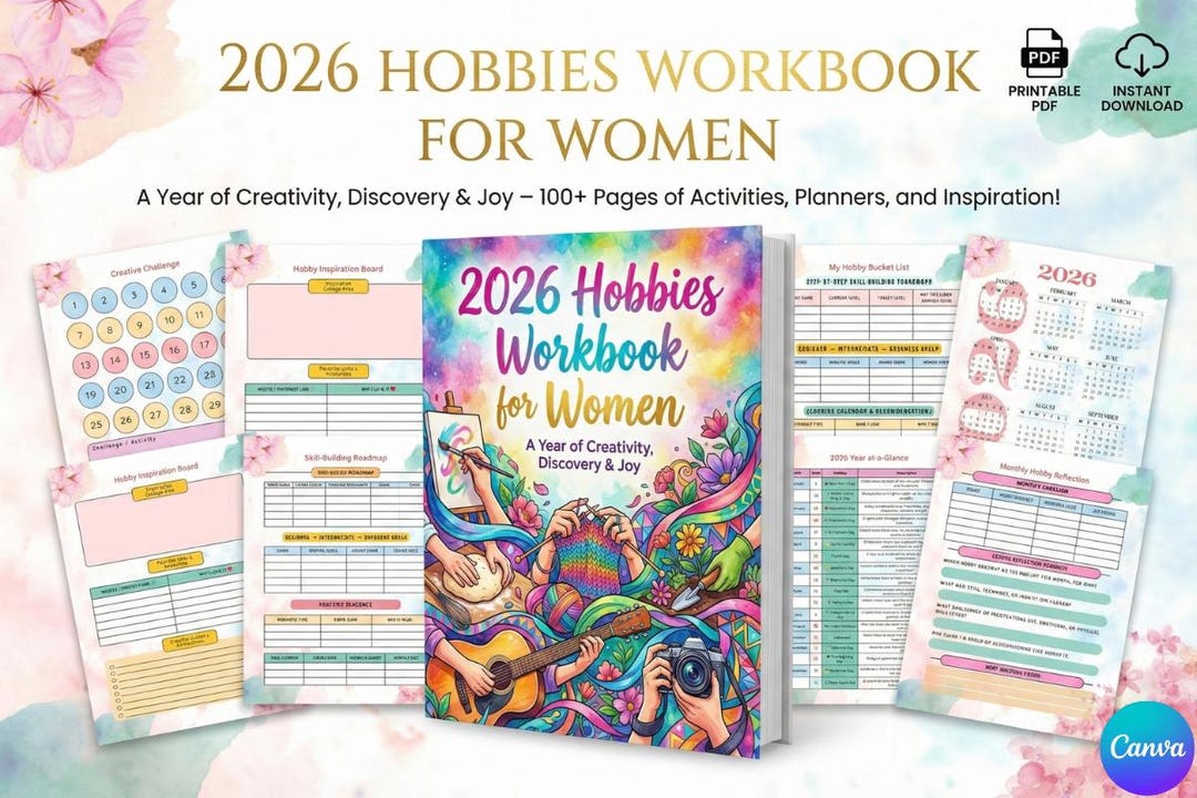 2026 Hobbies Workbook for Women | Printable Hobby Planner & Creative ...