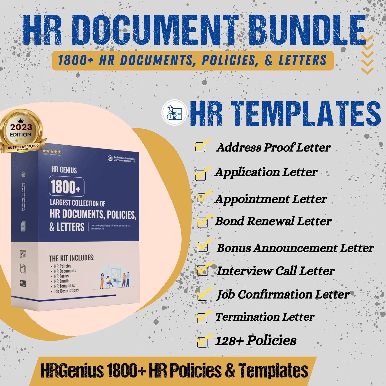 1800 HR Policies & Template Bundle HR Document Bundle 1800 HR Emails, Policies, Letters, Job ...