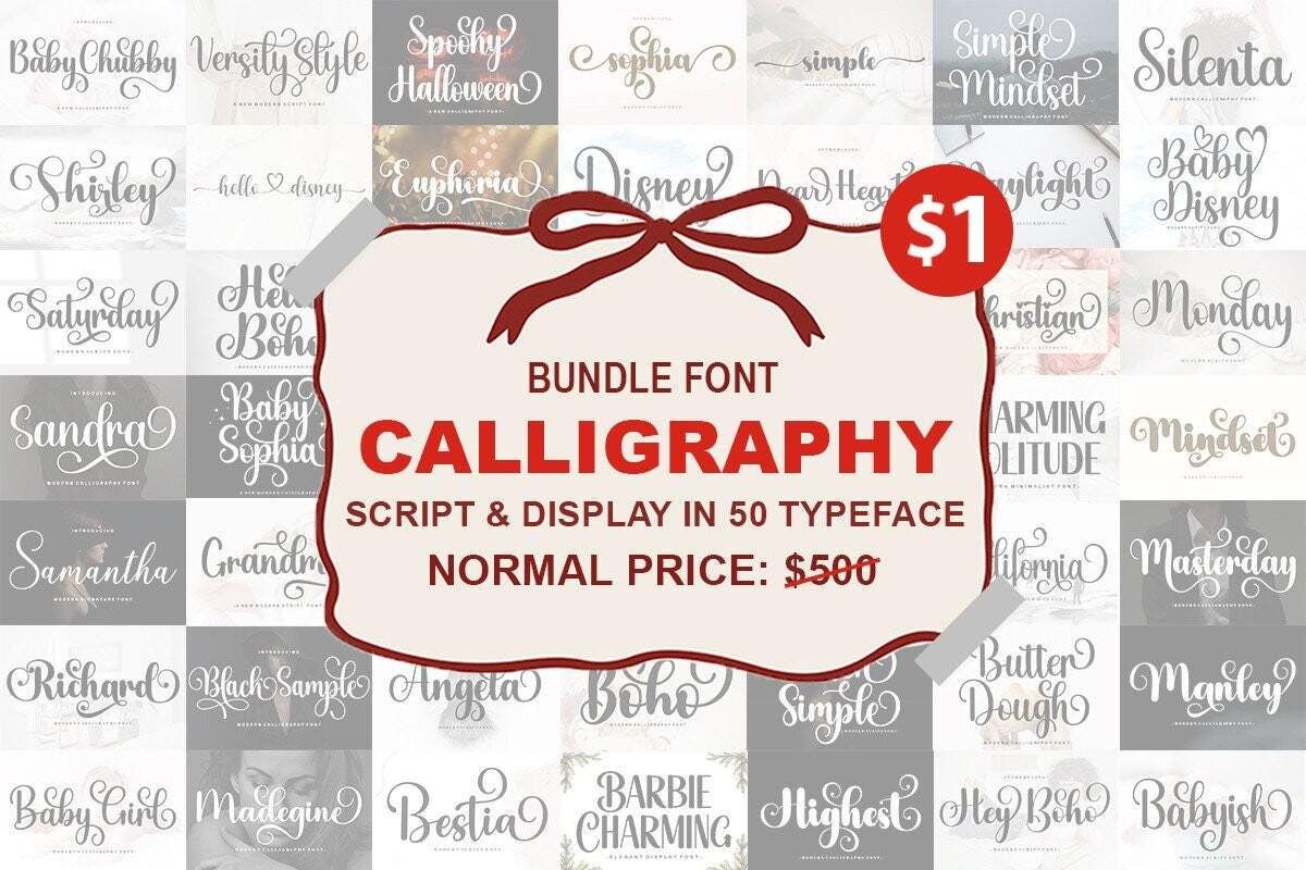 Calligraphy Font Bundle | 50 Elegant Script & Signature Fonts | Modern ...