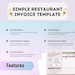 Simple Restaurant Invoice Template, Invoice Spreadsheet, Downloadable ...