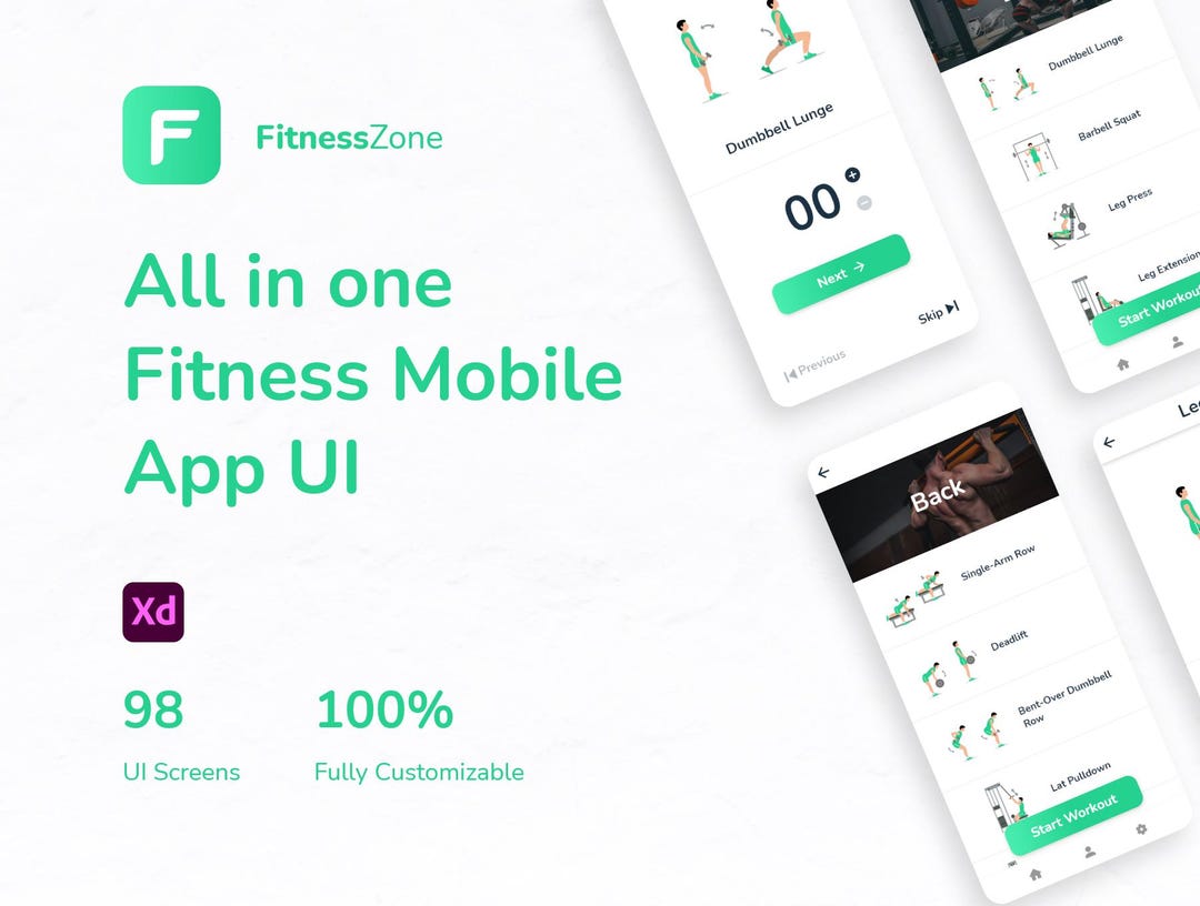 Fitness Zone Mobile App UI Kit: Modern Workout App Design (XD) - Etsy