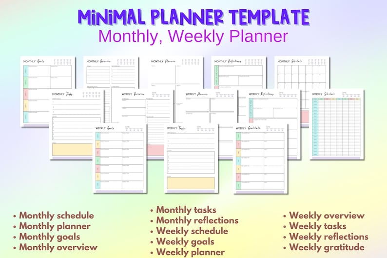 2026–2027 Planner Template Canva | Editable Minimalist Digital Planner ...