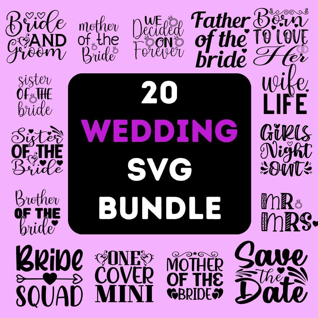 20+ Wedding Svg Template Bundle, Wedding Party Shirts Svg, Wedding Sign ...
