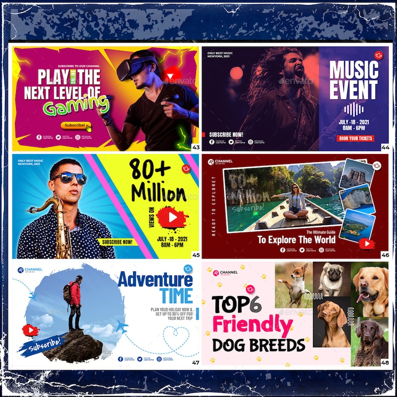 Youtube Thumbnail Bundle 50 Youtube Thumbnail Templates 50 Youtube ...