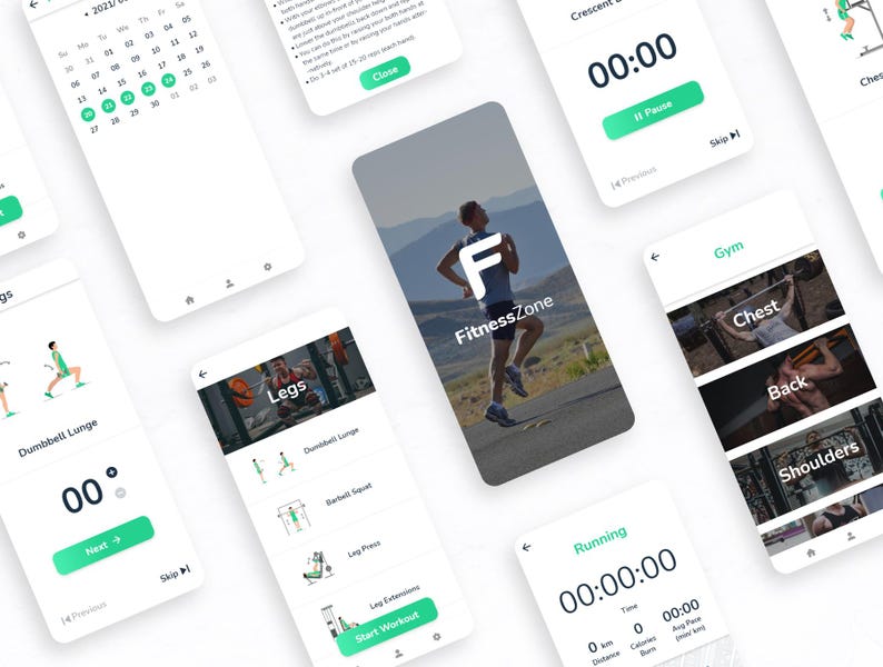 Fitness Zone Mobile App UI Kit: Ui Design, Fitness App UI Design, UI ...