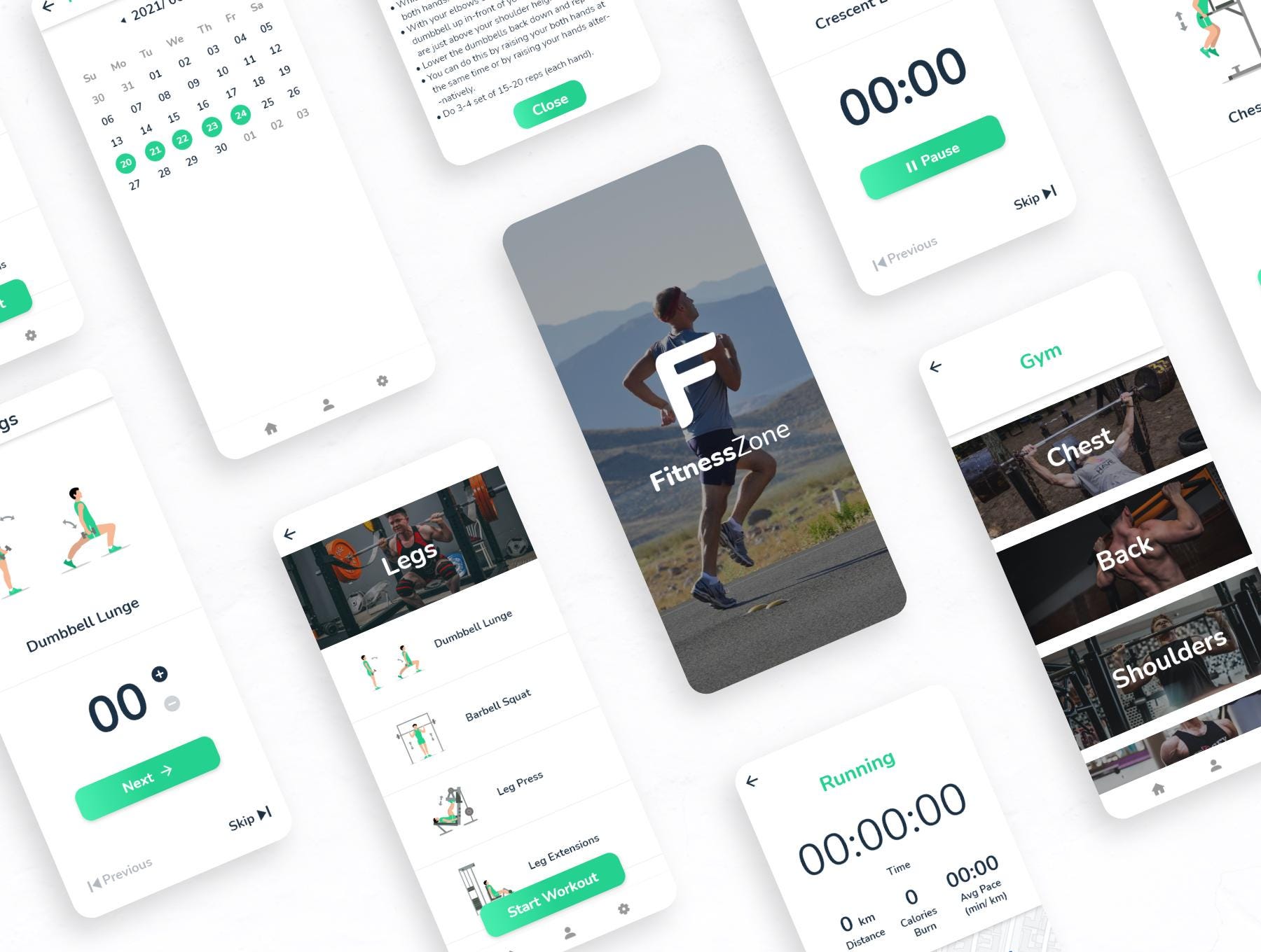 Fitness Zone Mobile App UI Kit: Ui Design, Fitness App UI Design, UI ...