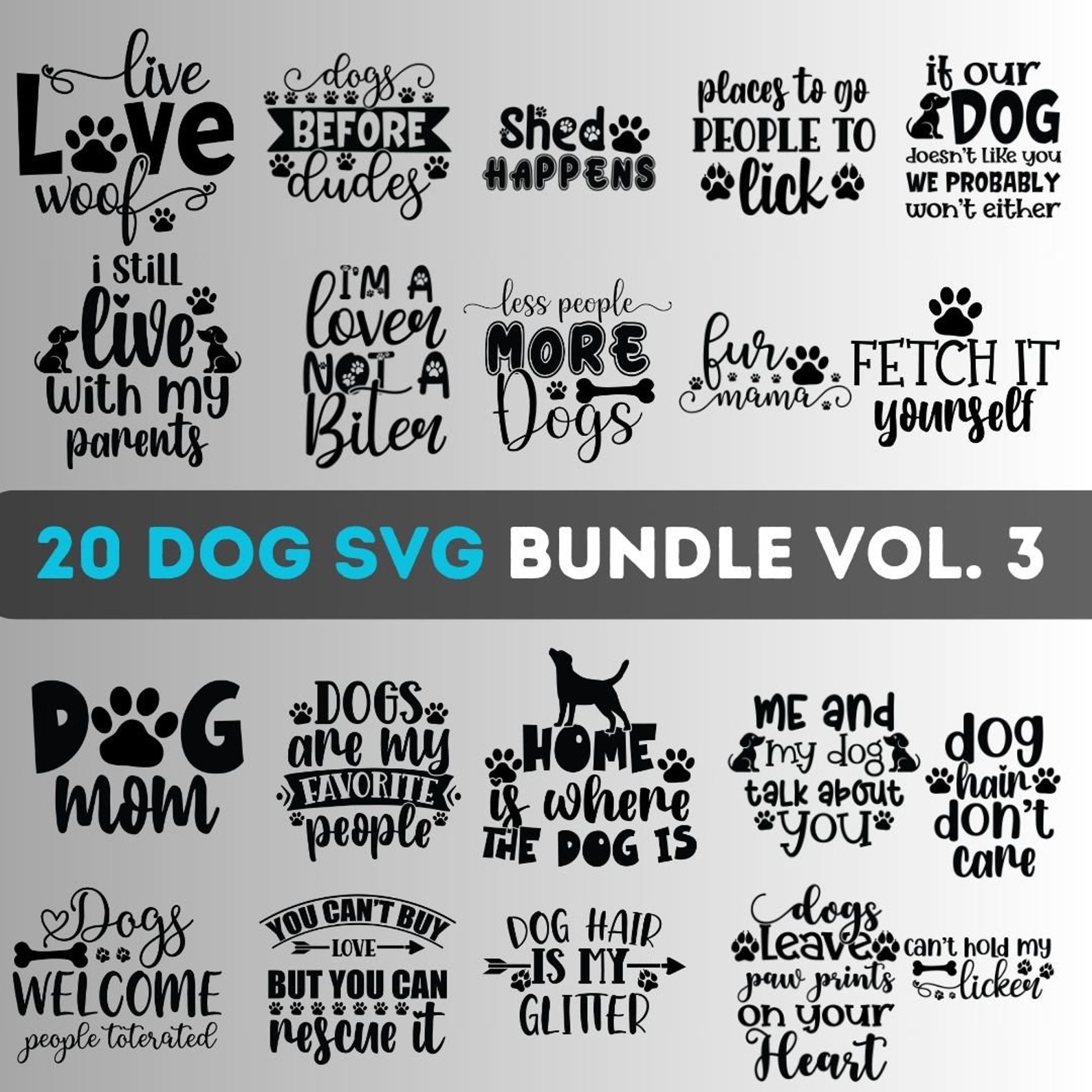 20 Dog Svg Mega Svg Bundle Dog Svg Quotes Dog Svg Dog - Etsy