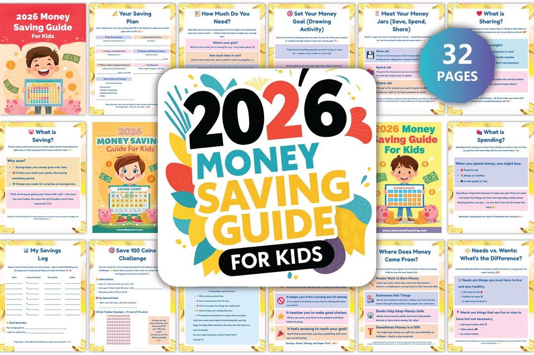 2026 Money Saving Guide for Kids | Financial Literacy Planner | Money ...
