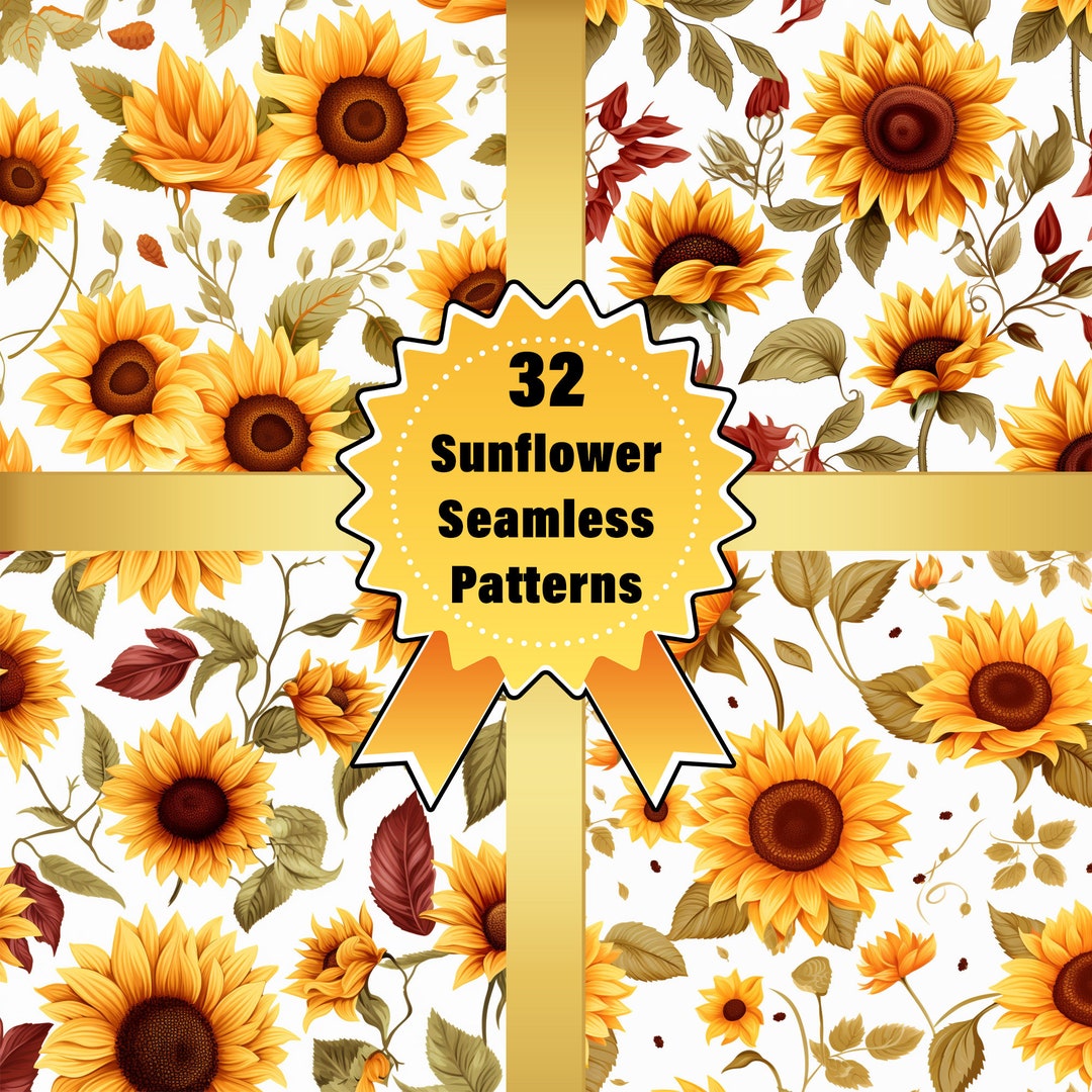 Sunflower Seamless, 32 Sunflower Designs High-quality, Digital Paper ...
