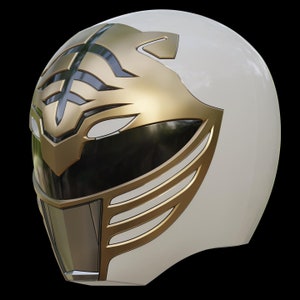 White Ranger MMPR Helmet 3D PRINTED Power Rangers Cosplay Halloween ...