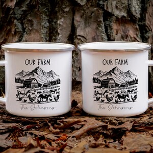 Personalized Vintage Farmhouse Camping Mug With Custom Name, Farmer ...