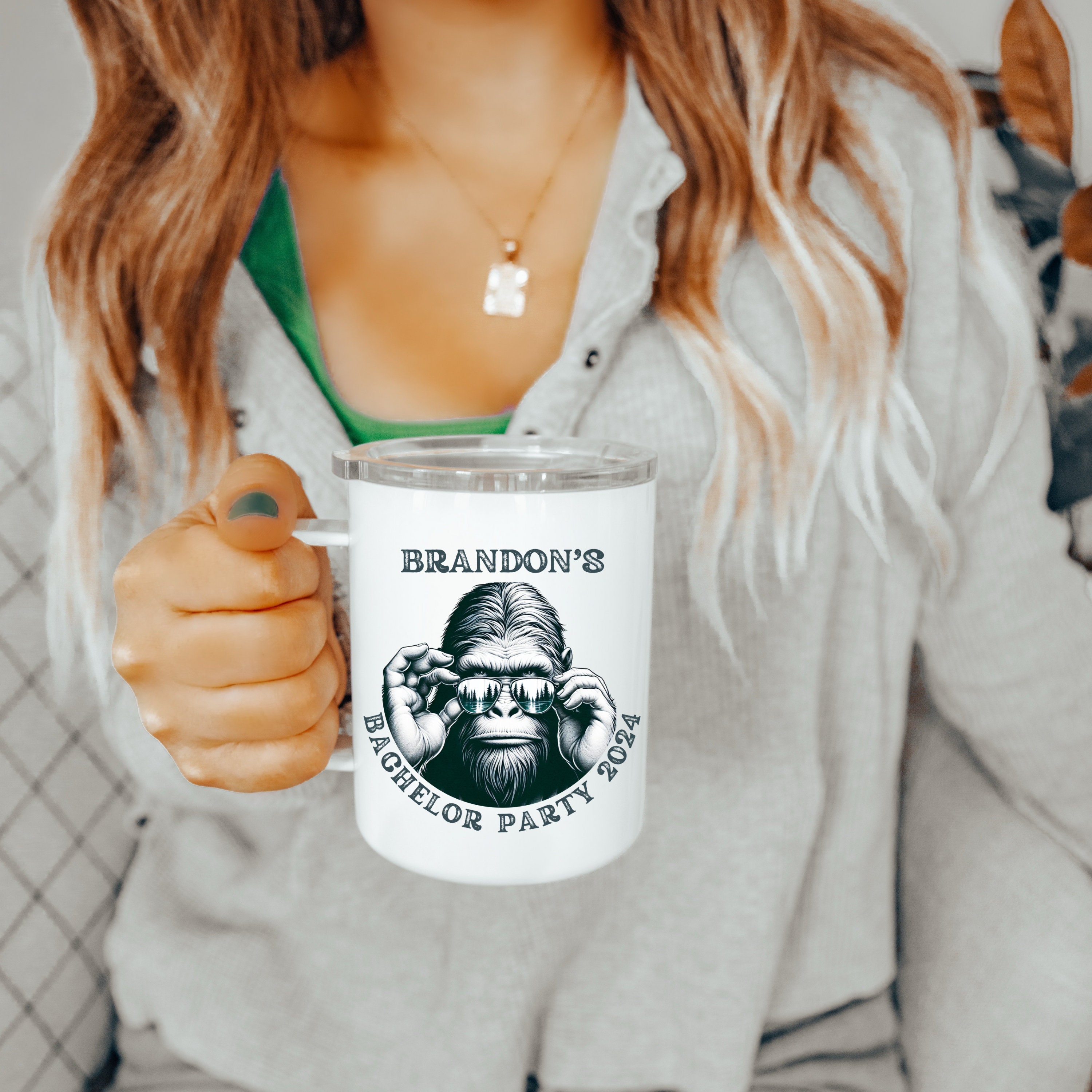 Sasquatch Bachelor Party Gift Personalized Insulated Mug, Bigfoot ...