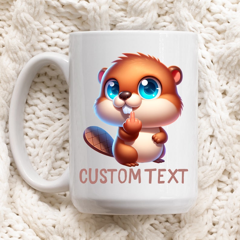 Middle Finger Mug Personalized Beaver Coffee Cup Funny Custom ...