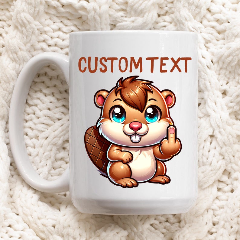 Middle Finger Mug Personalized Beaver Coffee Cup Funny Custom ...