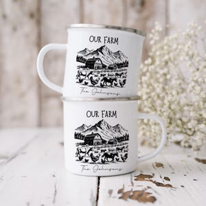 Personalized Vintage Farmhouse Camping Mug With Custom Name, Farmer ...