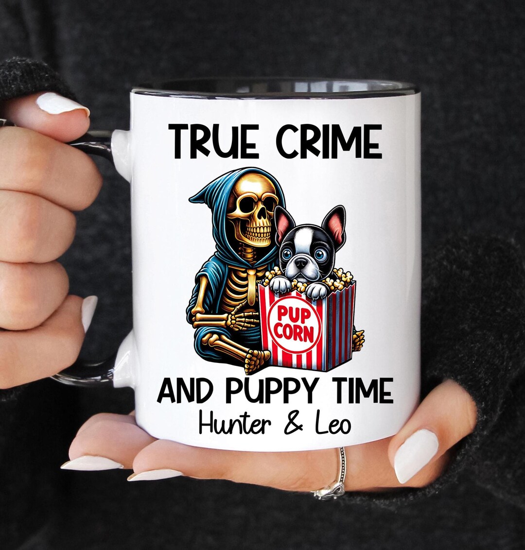 Boston Terrier Custom Skull Mug With Personalized Name, True Crime Fan ...