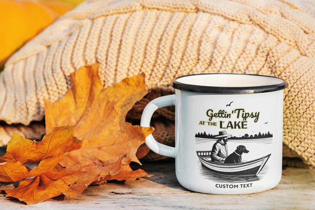 Personalized Lake Life Canoe Keepsake Enamel Camping Mug, Owner and Dog ...