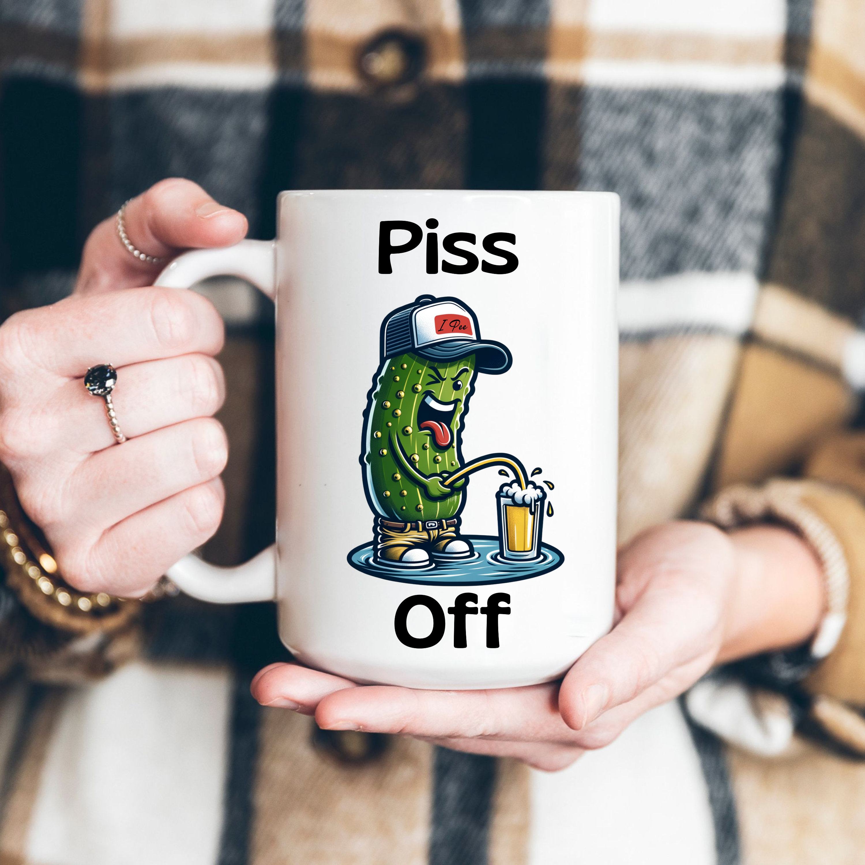 Funny Pickle Mug Piss Gag Gift for Husband Boyfriend Cute Trucker Hat ...