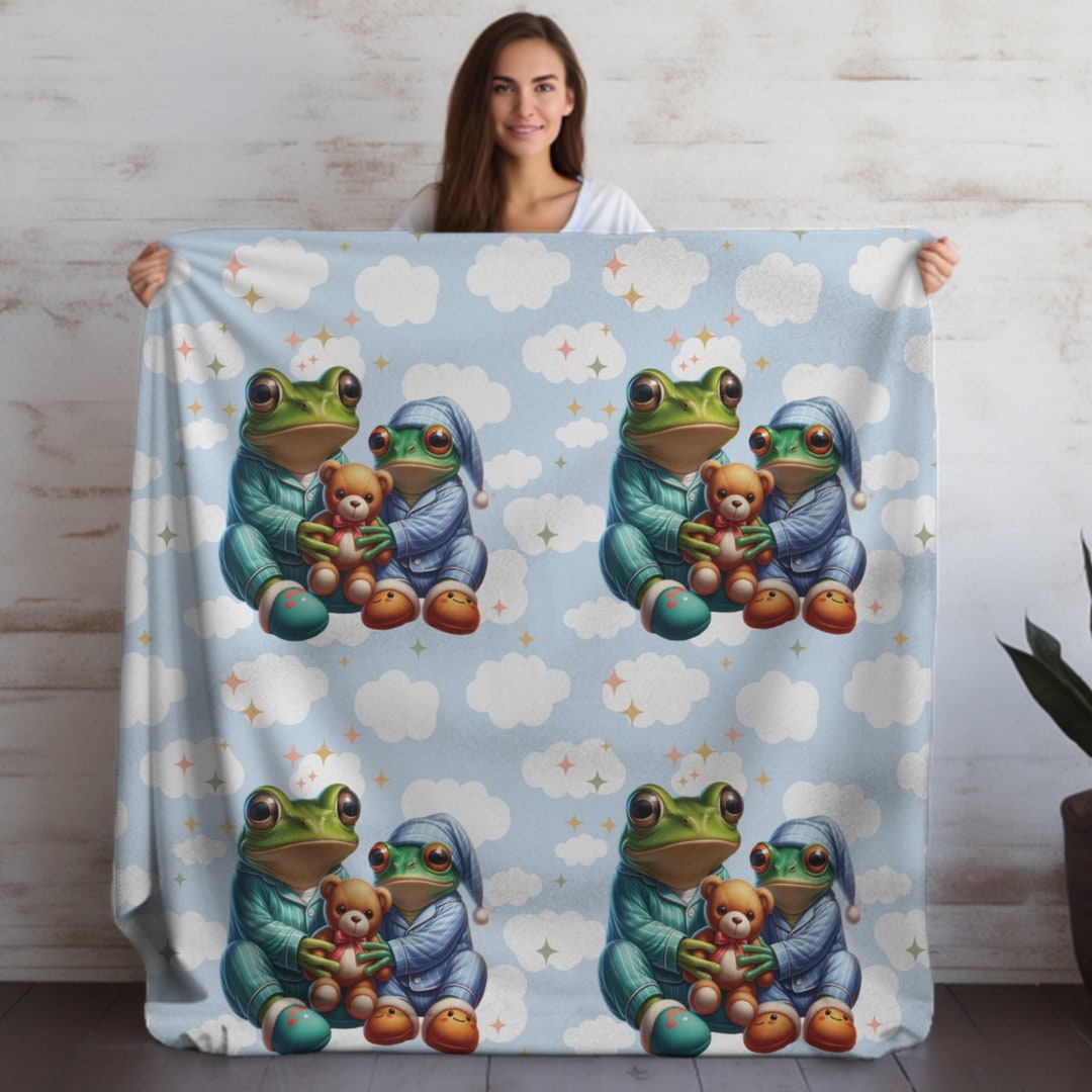 Frog and Toad Sherpa Fleece Blanket Cute Frog Blanket Gift for Frog ...