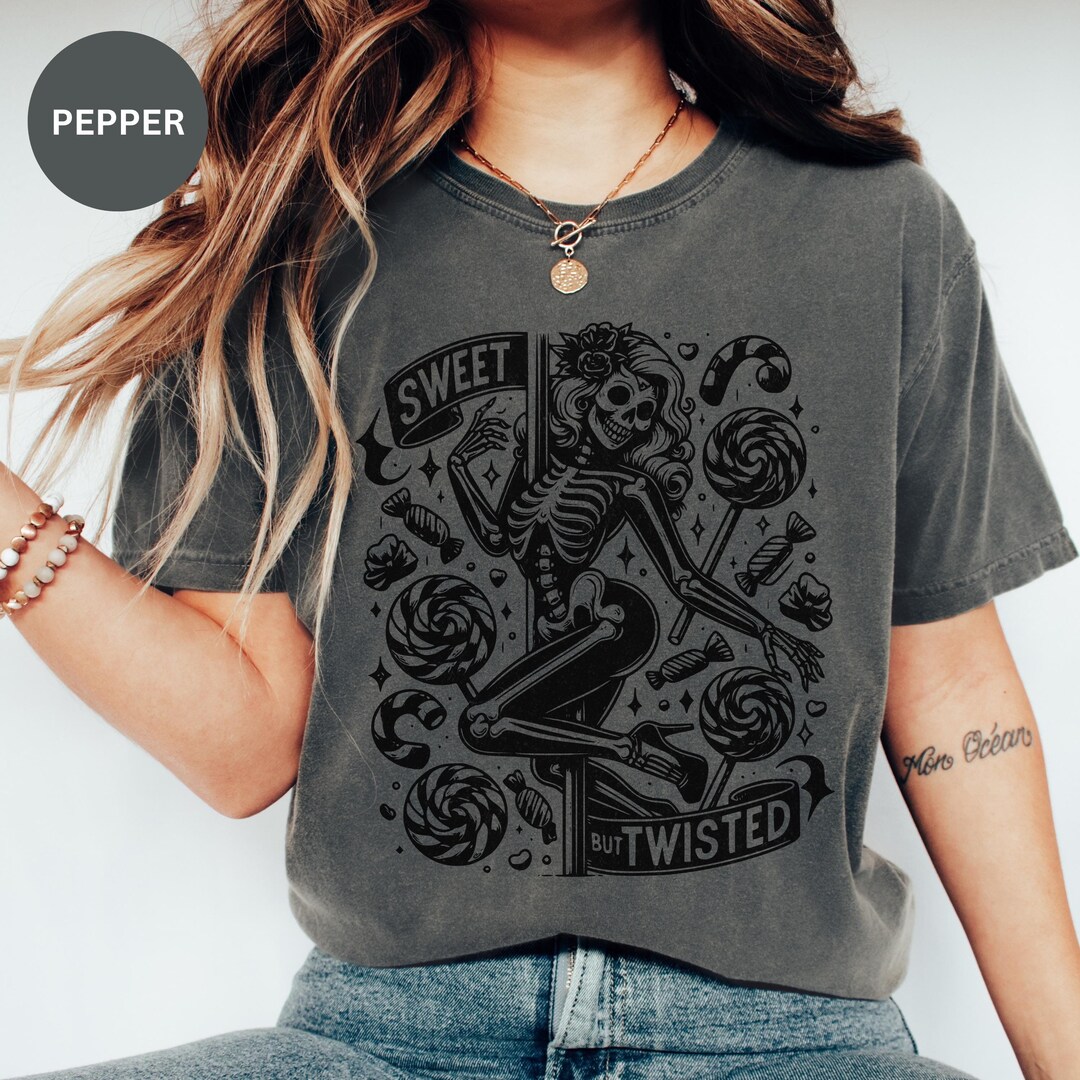 Skeleton T-shirt Gothic Skull Art, Pole Dancing Gift, Vintage Grunge ...