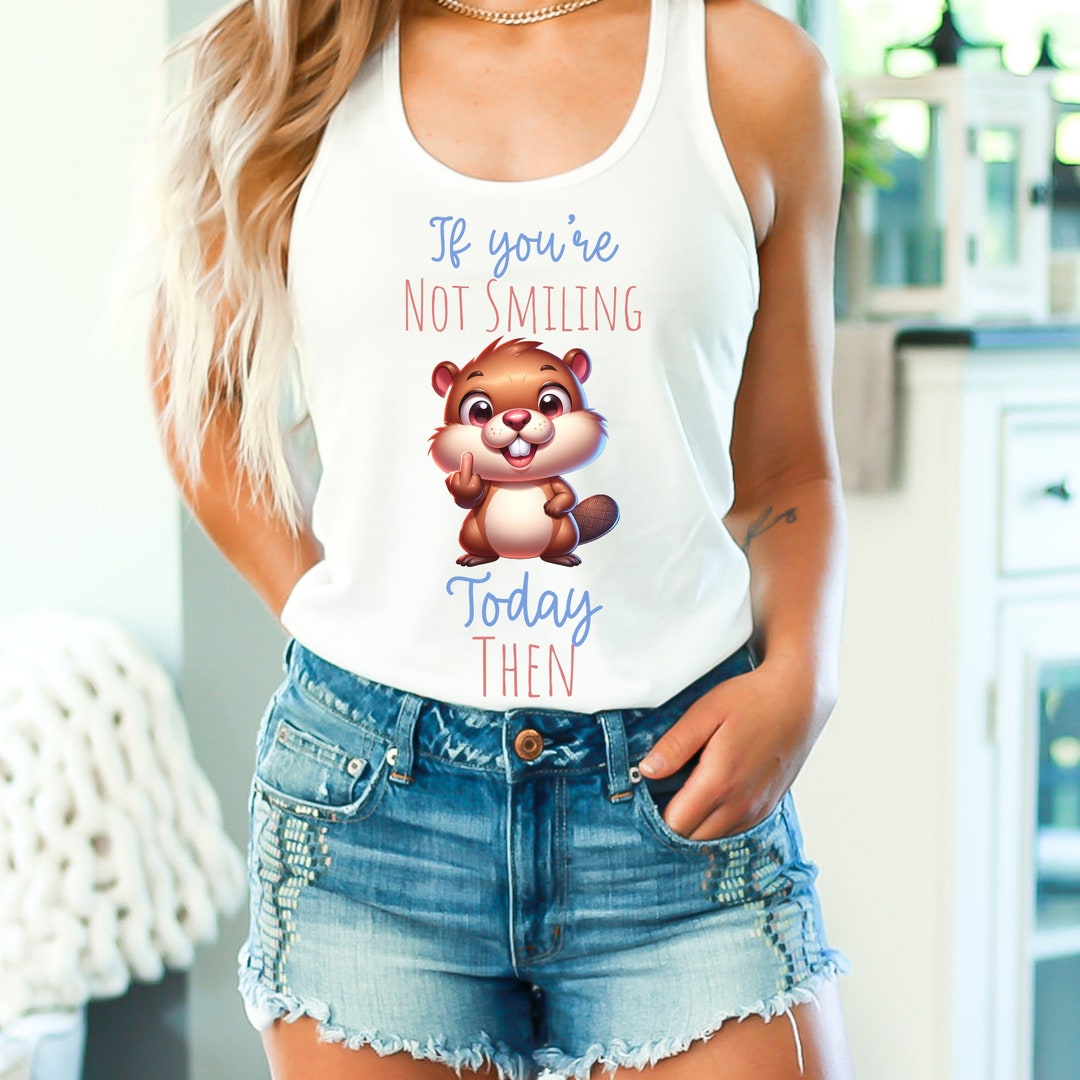 Funny Beaver Middle Finger Racerback Tank Motivational T Shirt for ...