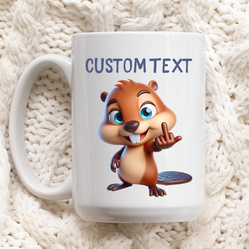 Middle Finger Mug Personalized Beaver Coffee Cup Funny Custom ...